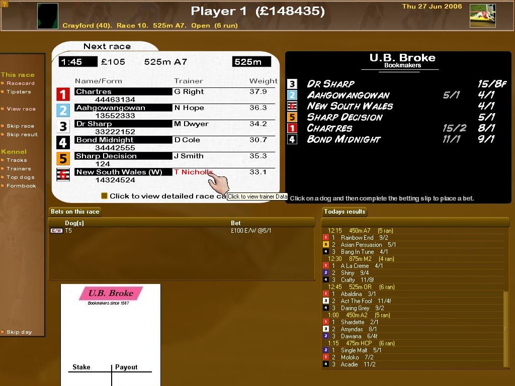 Greyhound Manager - download the free greyhound racing game demo